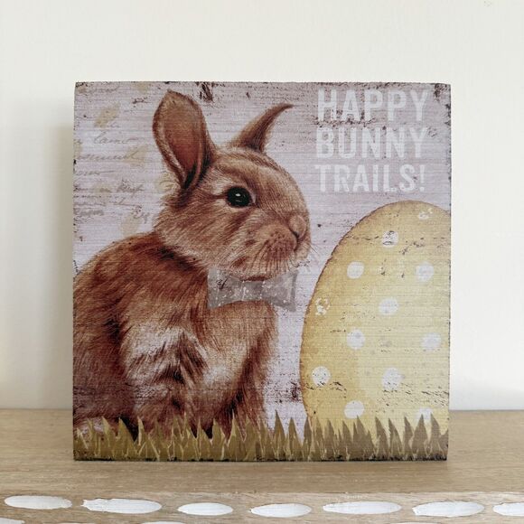 Accents | Happy Bunny Trails Easter Sign Easter And Spring Home Decor ...